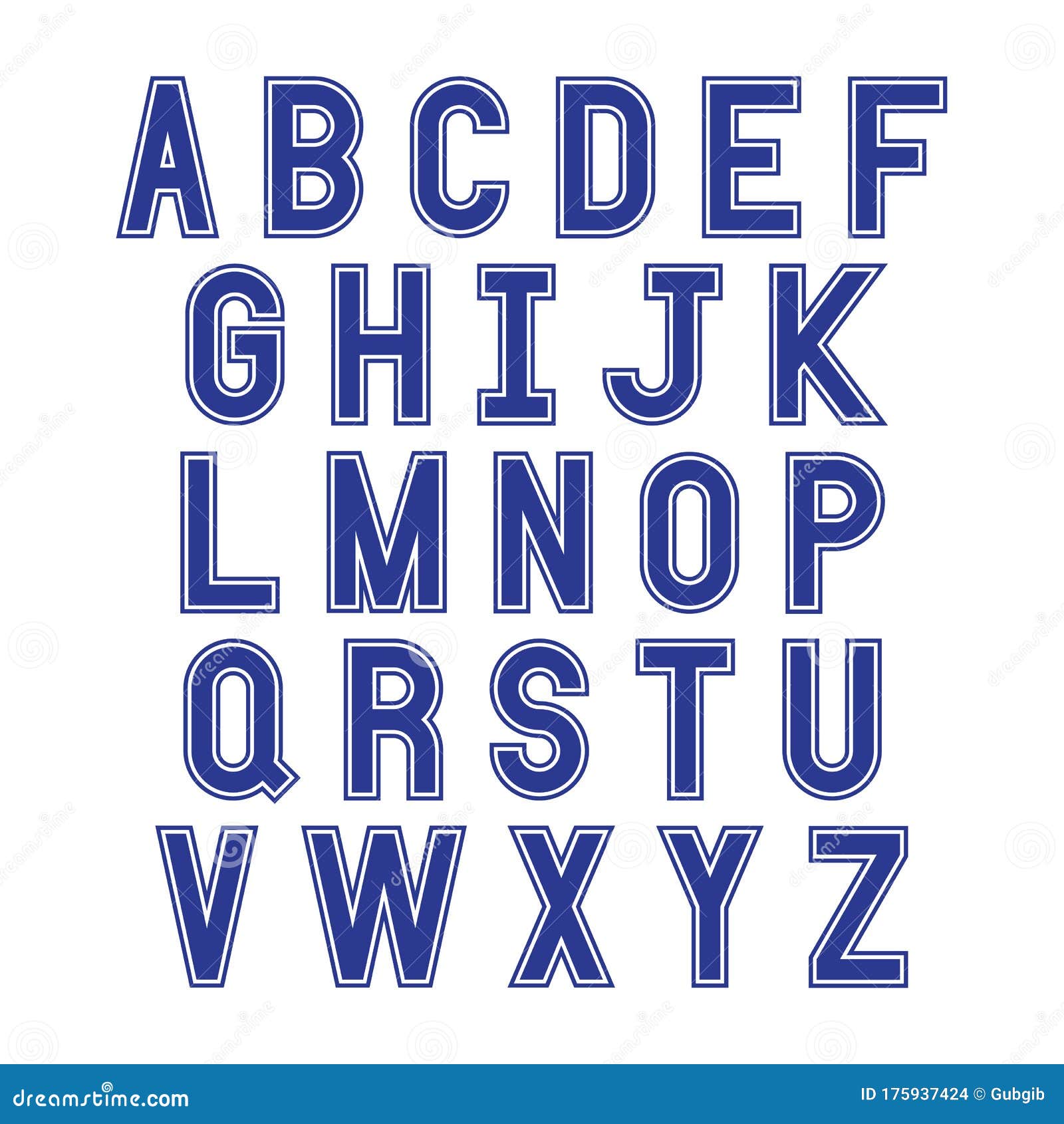 Blue and White Alphabet Letters on White Background Stock Vector ...