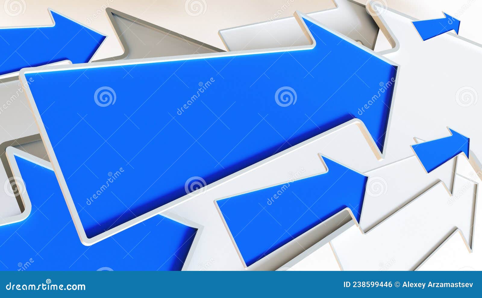 Blue and White Arrows with Place for Text or Logo. 3D Rendering. Blank ...
