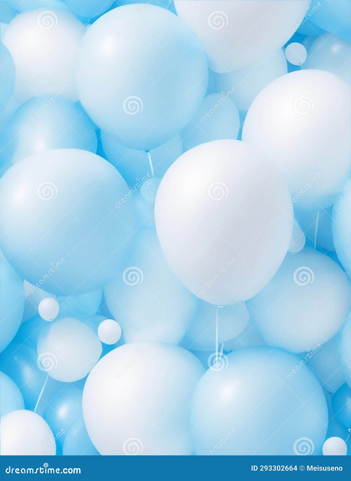 Blue and White Balloons on a Light Blue Background Pastel Illustration ...