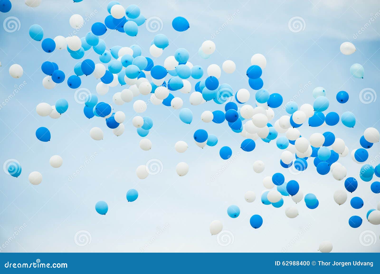 Blue and white balloons stock photo. Image of sphere - 62988400
