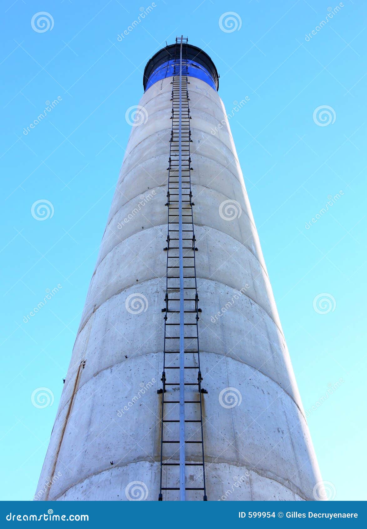 Blue, White and Black Chimney with Ladder Stock Photo - Image of ...