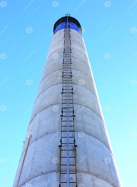 Blue, White and Black Chimney with Ladder Stock Photo - Image of ...