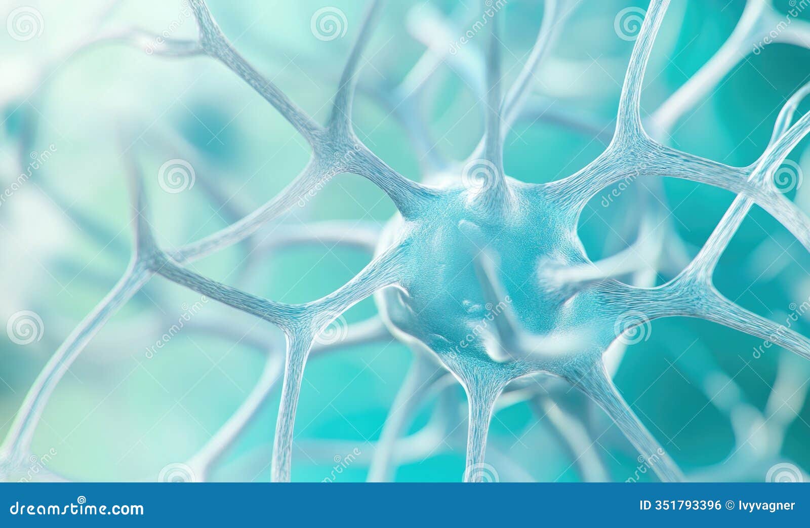 A Blue and White Brain Cell with a Blue Nucleus Stock Illustration ...