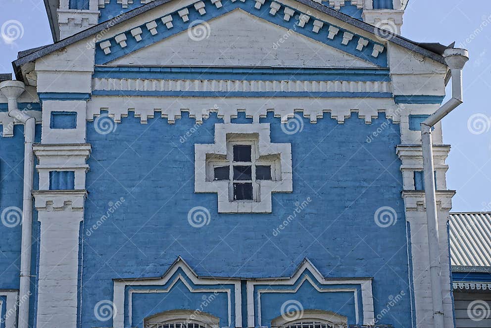 Blue White Brick Wall of an Old Building with a Pattern Stock Image ...