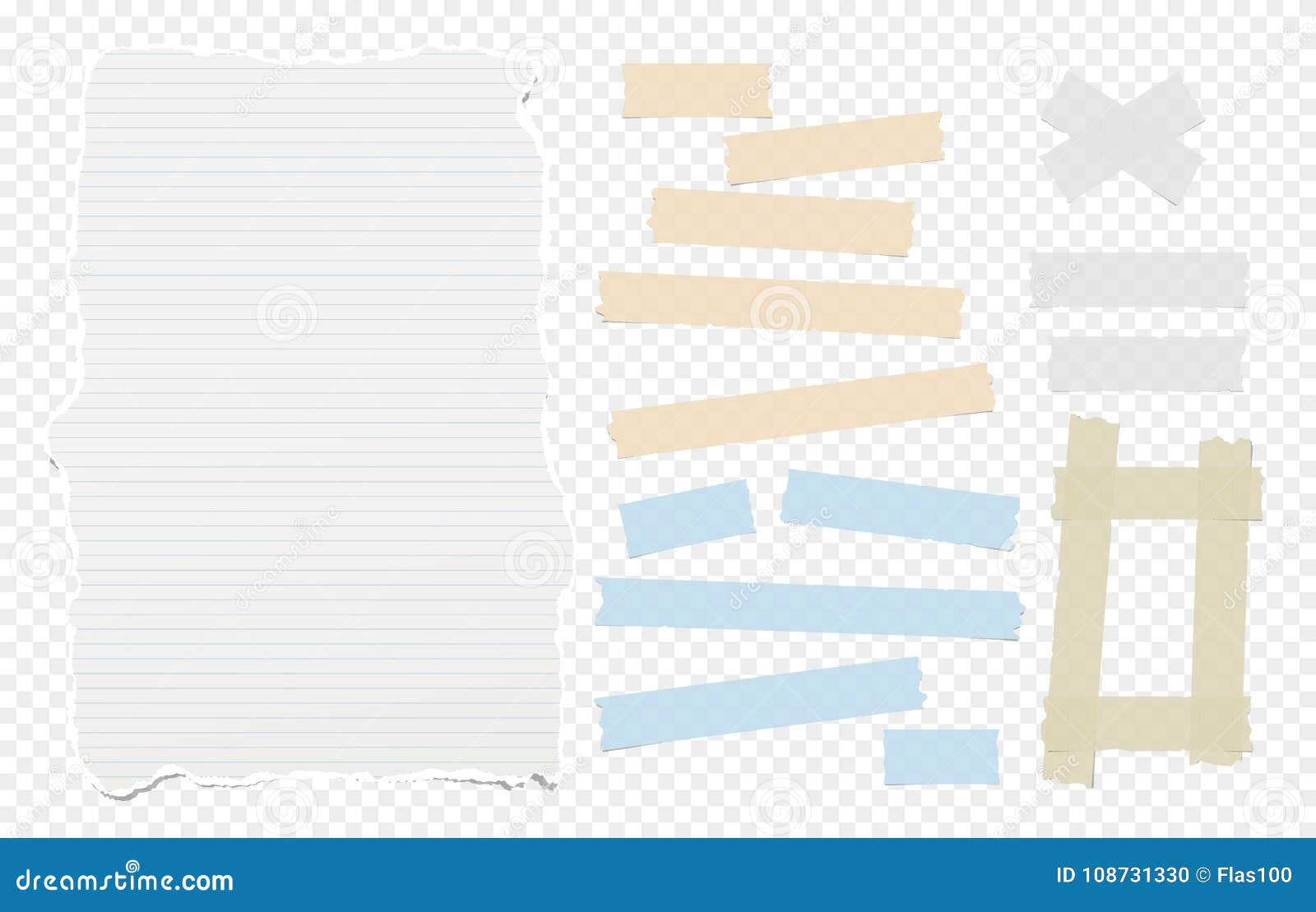 Blue, White, Brown Adhesive, Sticky, Masking, Duct Tape Pieces And ...