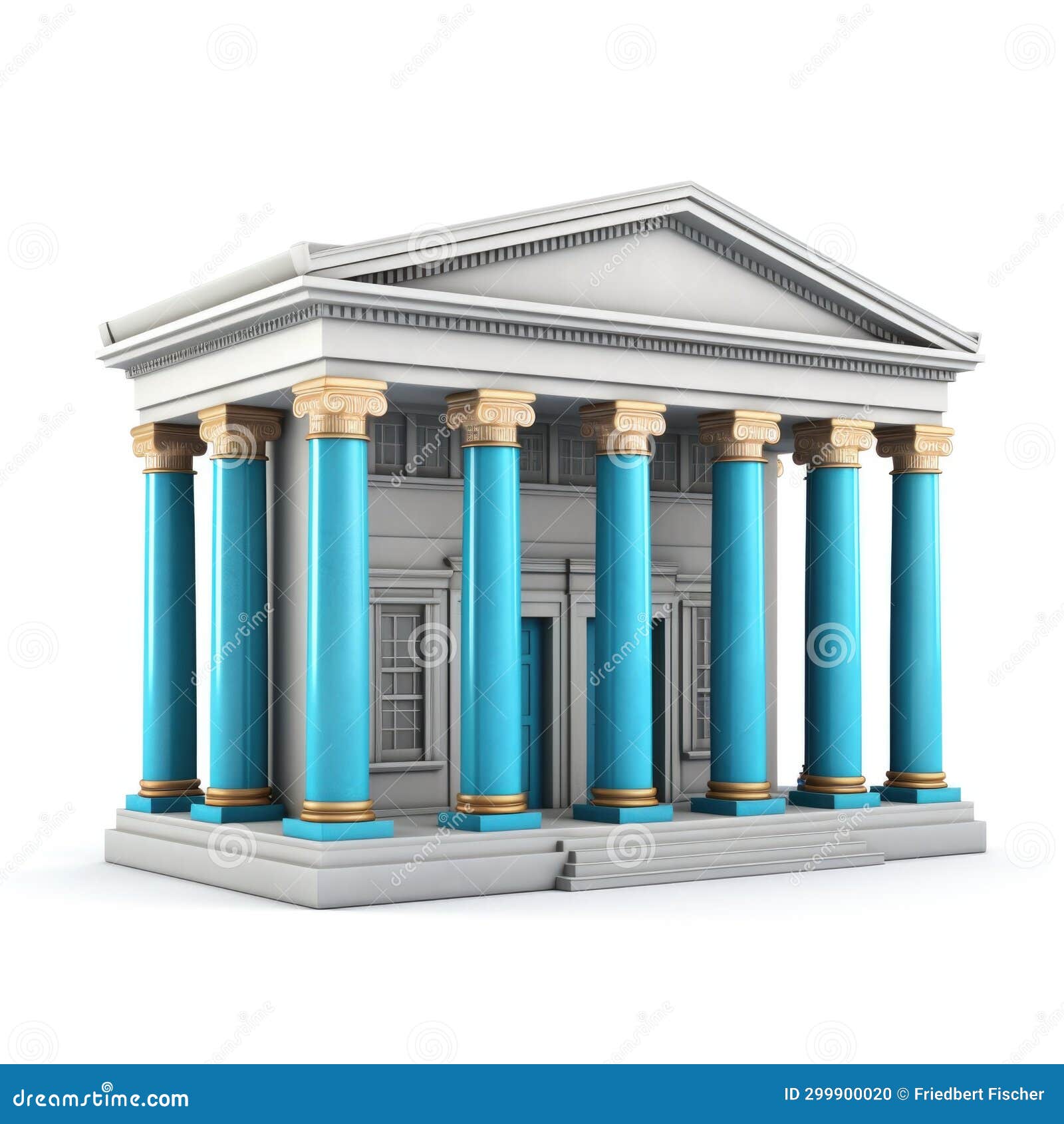 A Blue and White Building with Blue Columns Stock Illustration ...