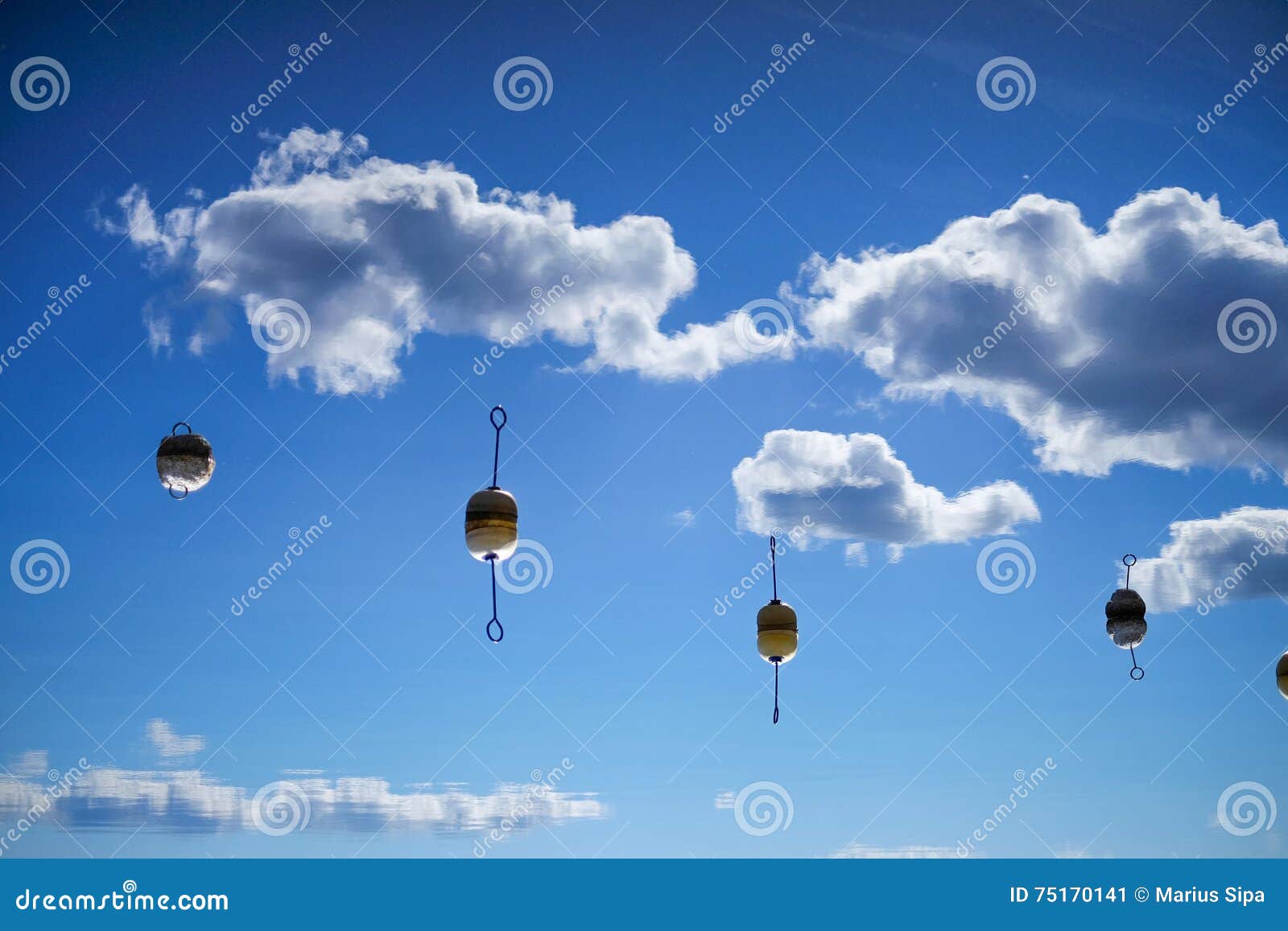 Blue and White Buoys stock image. Image of ship, help - 75170141