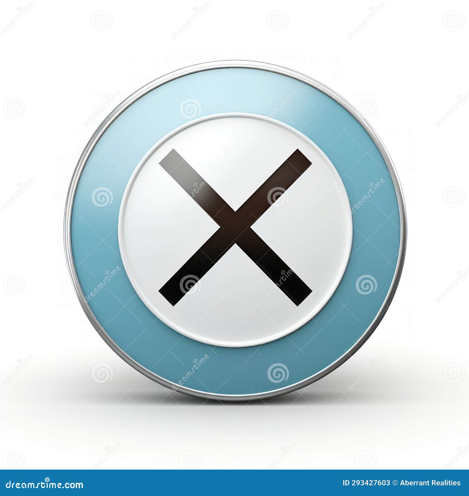 A Blue and White Button with an X Sign on it Stock Illustration ...
