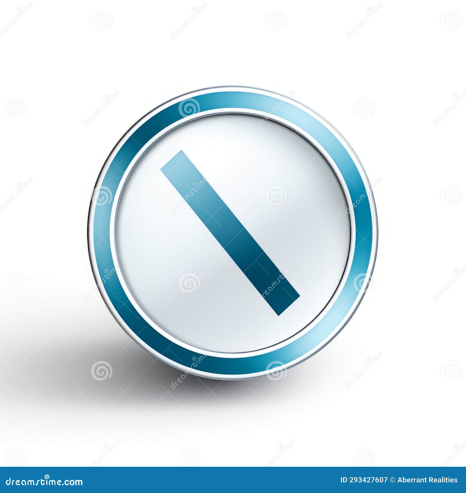 A Blue and White Button with the Symbol of a No Entry Sign Stock ...