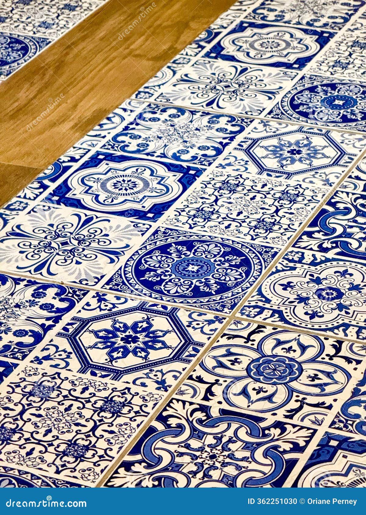 Blue and White Ceramic Tiles with Decorative Patterns Stock Photo ...