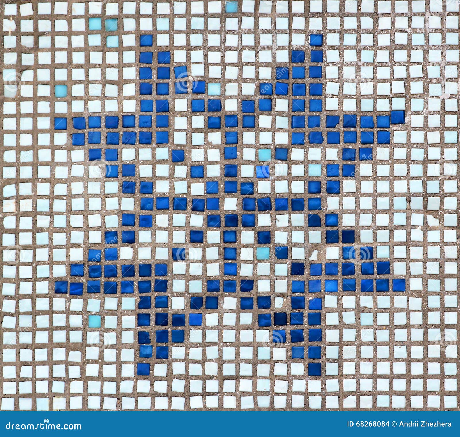 Blue and White Ceramic Tiles Mosaic on a Stone Wall Stock Photo - Image ...