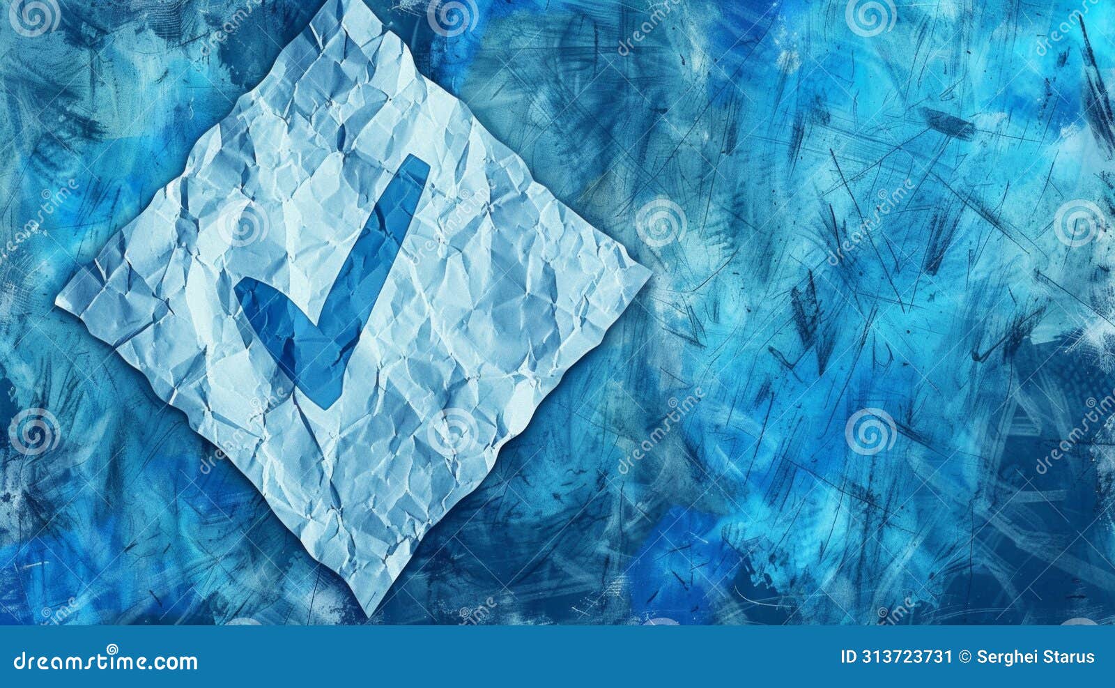 A Blue and White Check Mark on a Piece of Paper, AI Stock Image - Image ...