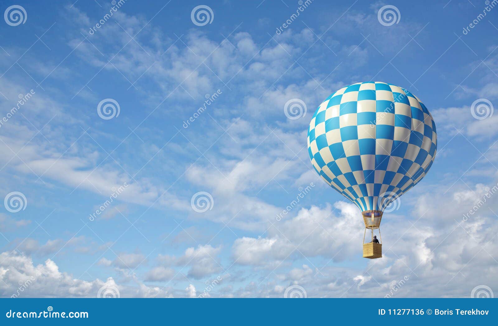 Blue-white Checker Hot Air Balloon Stock Illustration - Illustration of ...