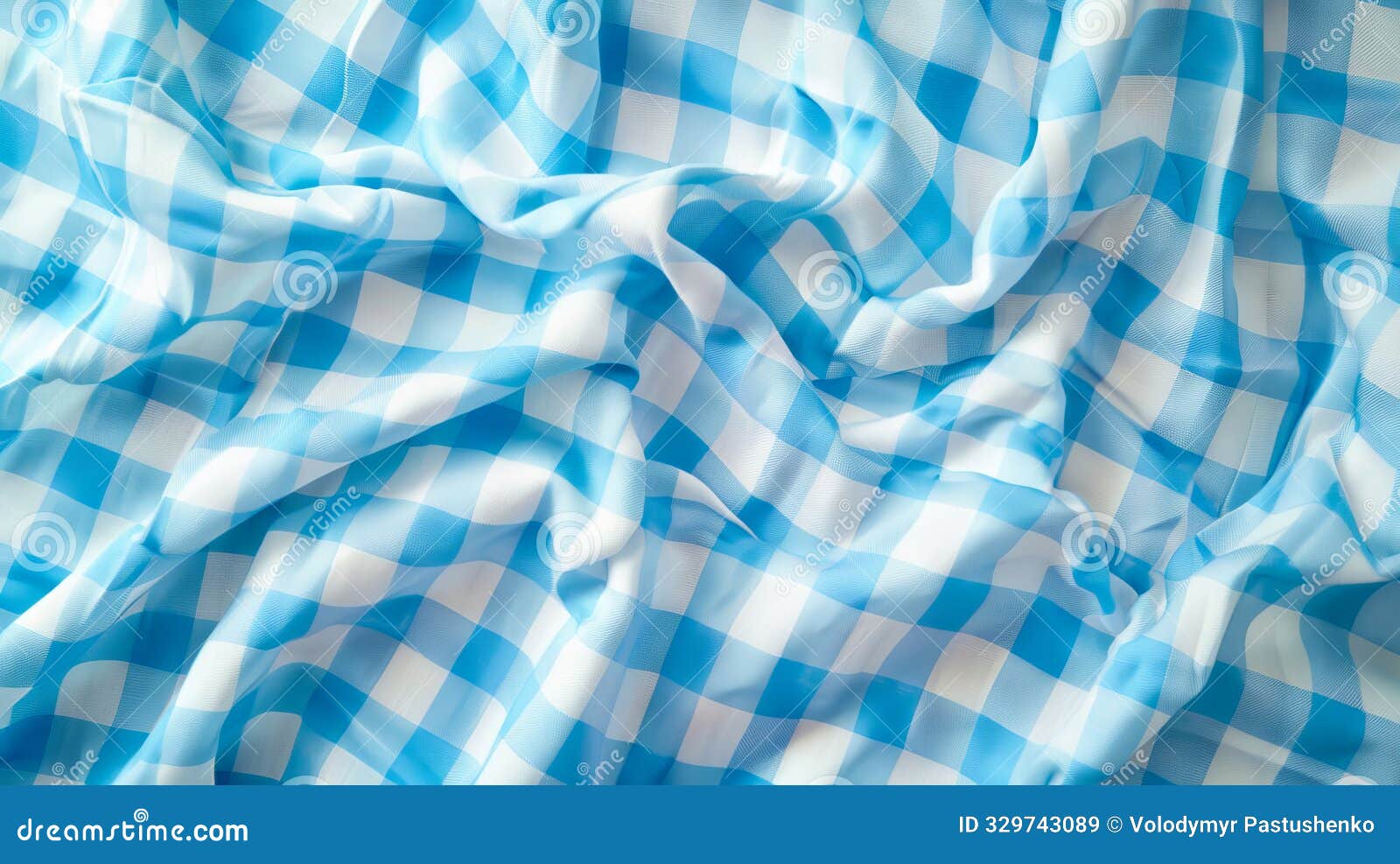A Blue and White Checkered Fabric with a Ruffled Texture Stock Image ...