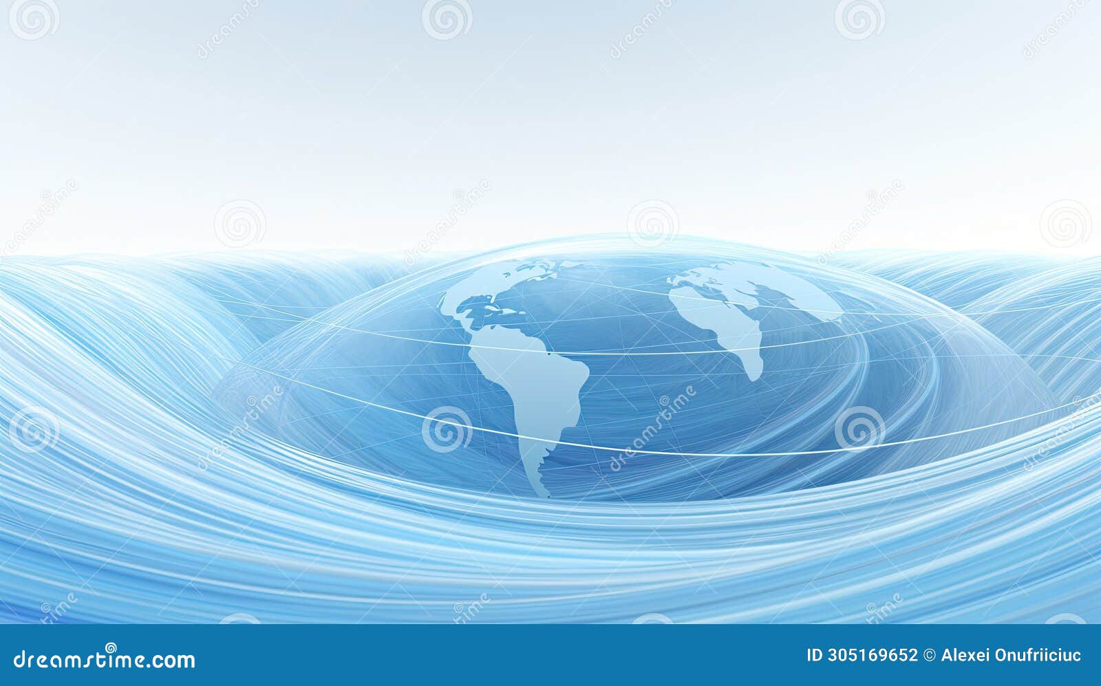 Blue and White Circular Earth Globe with Wave Stock Illustration ...