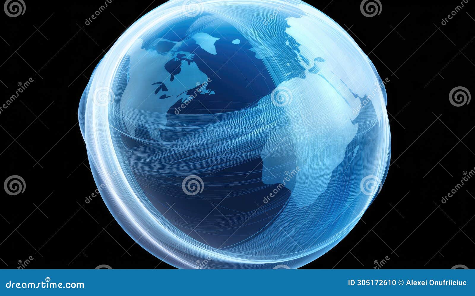 Blue and White Circular Earth Globe with Wave Stock Illustration ...