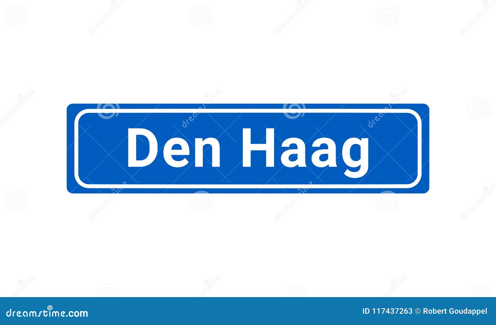Blue and White City Sign of Den Haag Stock Vector - Illustration of ...