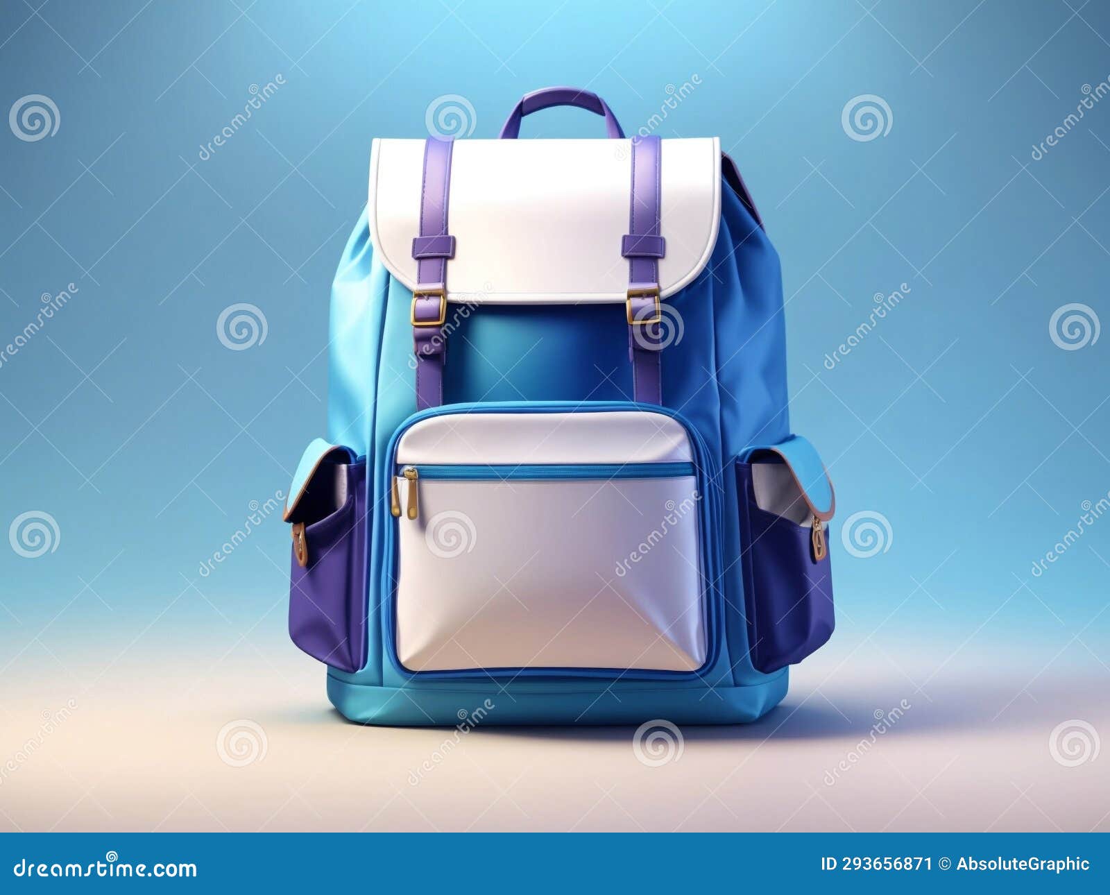 Blue and White Color School Bag on Gradient Background Isometric 3d ...