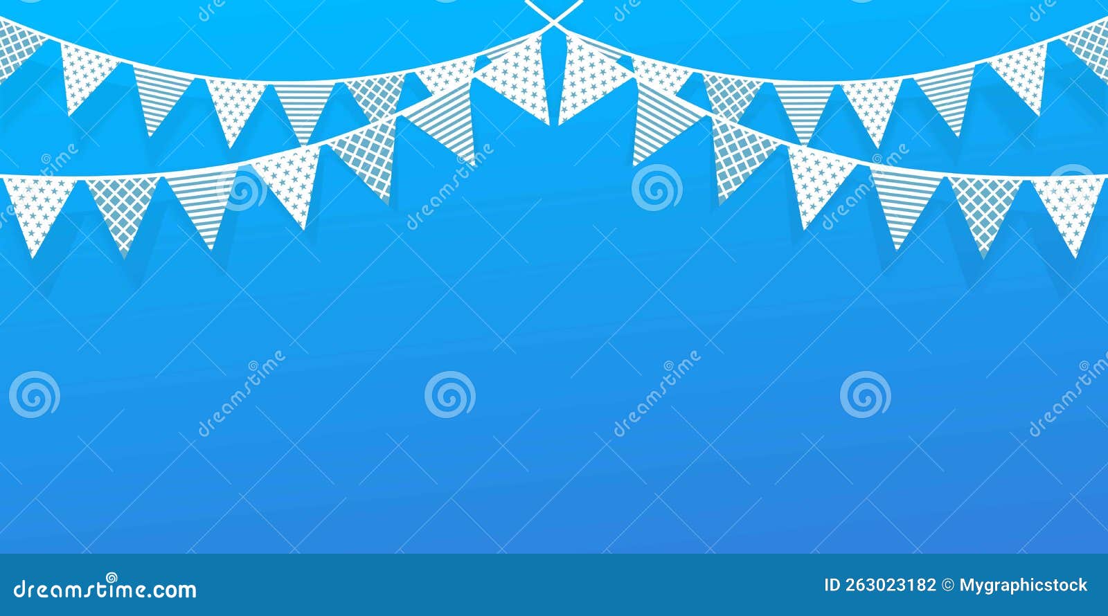 Blue and White Color Triangle Garland with Pattern Celebration Flags ...