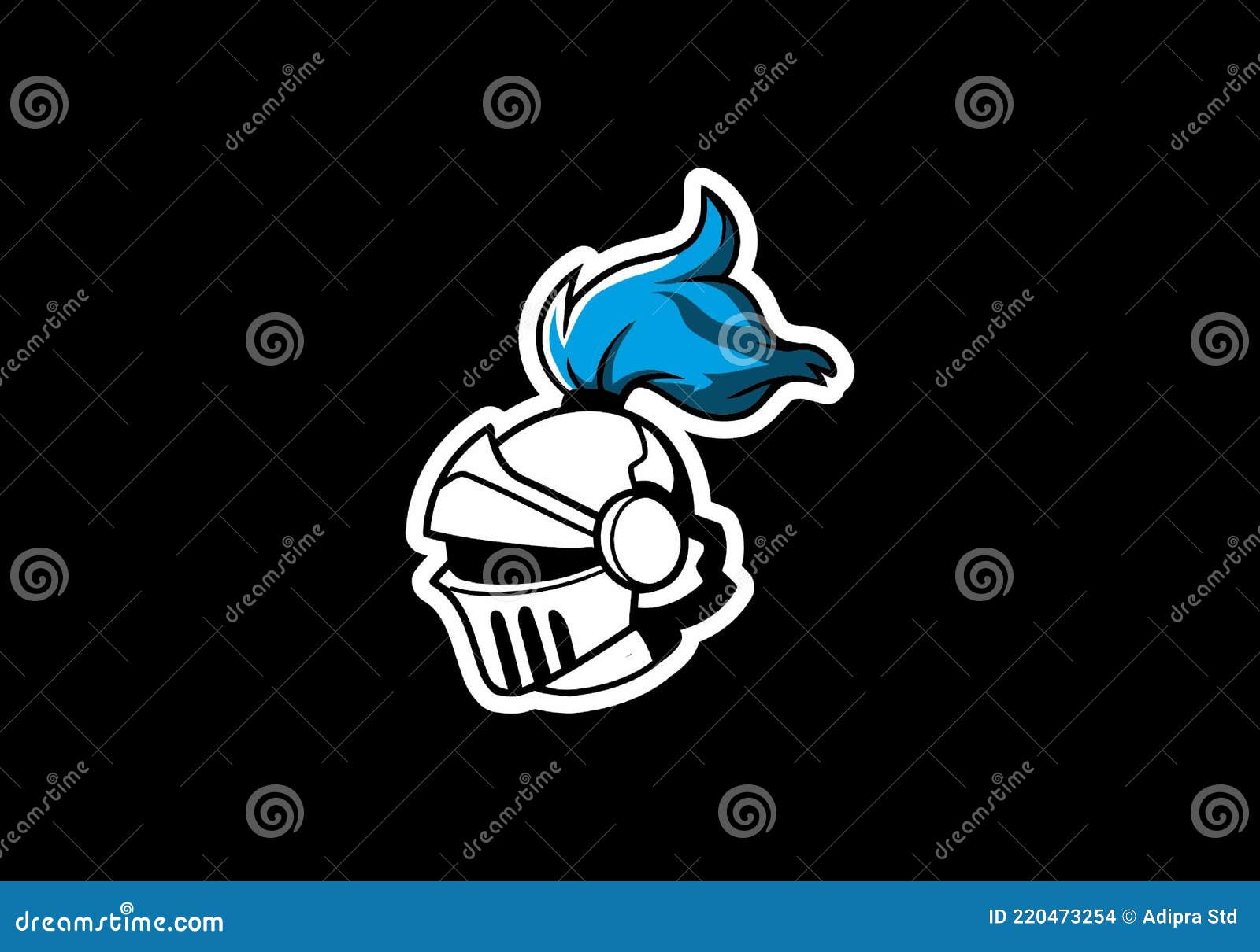 Blue White Color of Warrior Head Stock Vector - Illustration of knight ...
