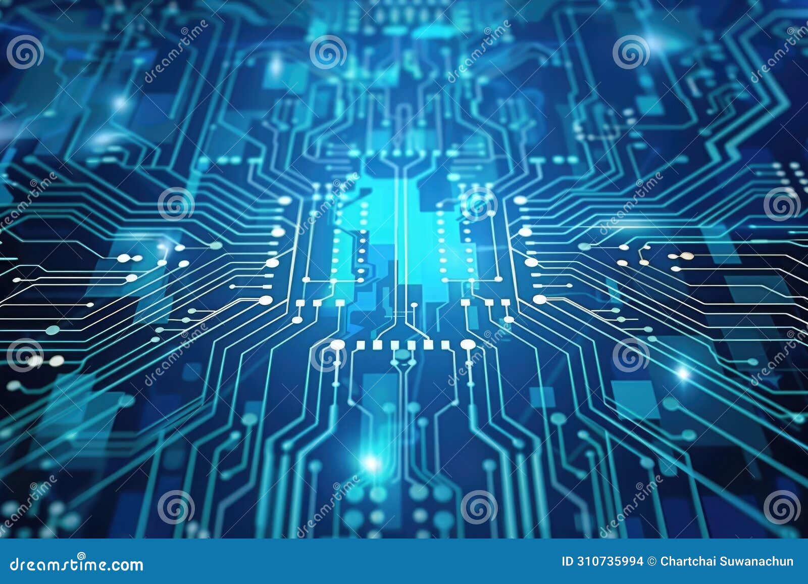 A Blue and White Computer Chip with Many Wires and Circuits by AI ...