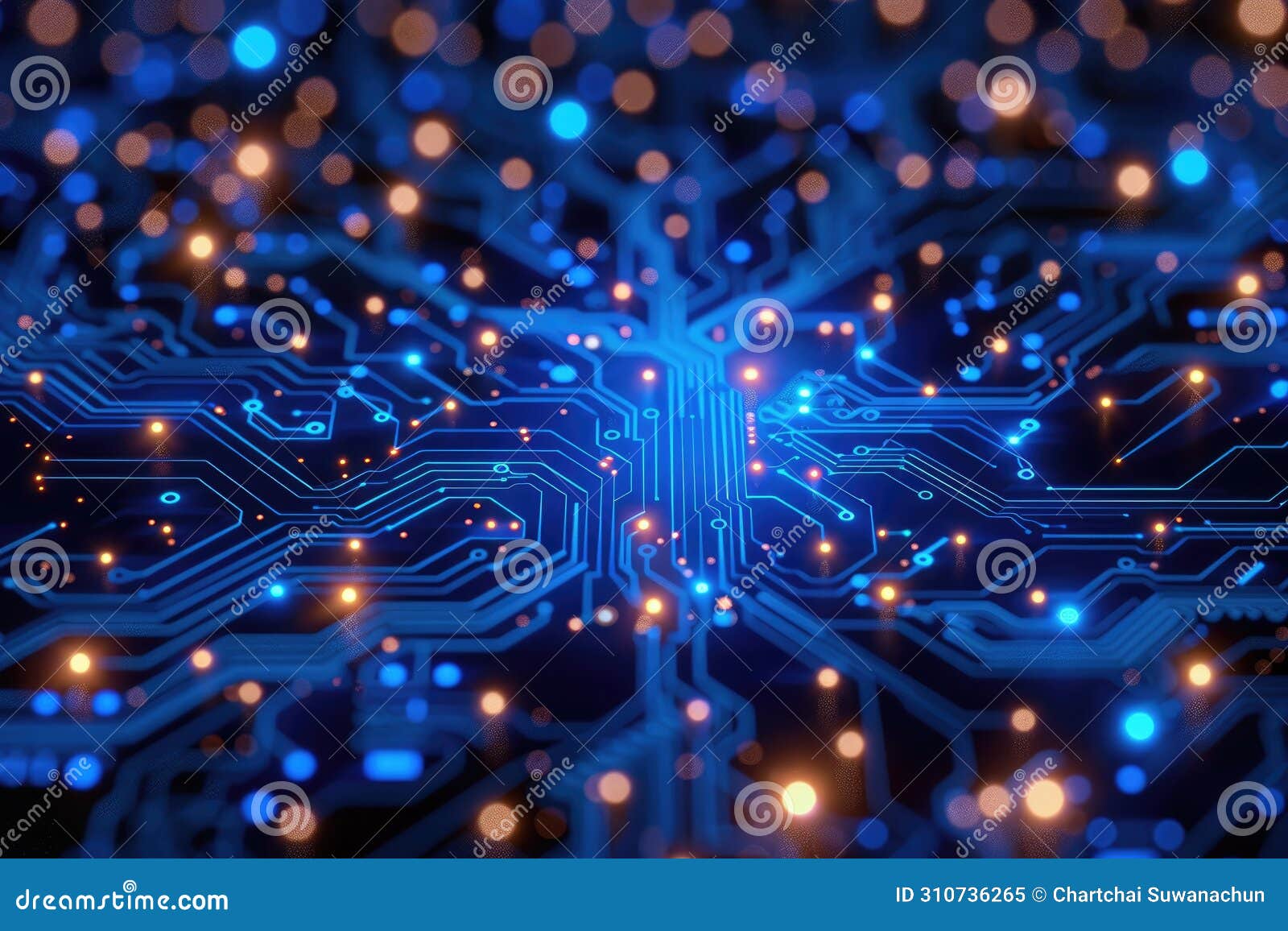 A Blue and White Computer Chip with Many Wires and Circuits by AI ...