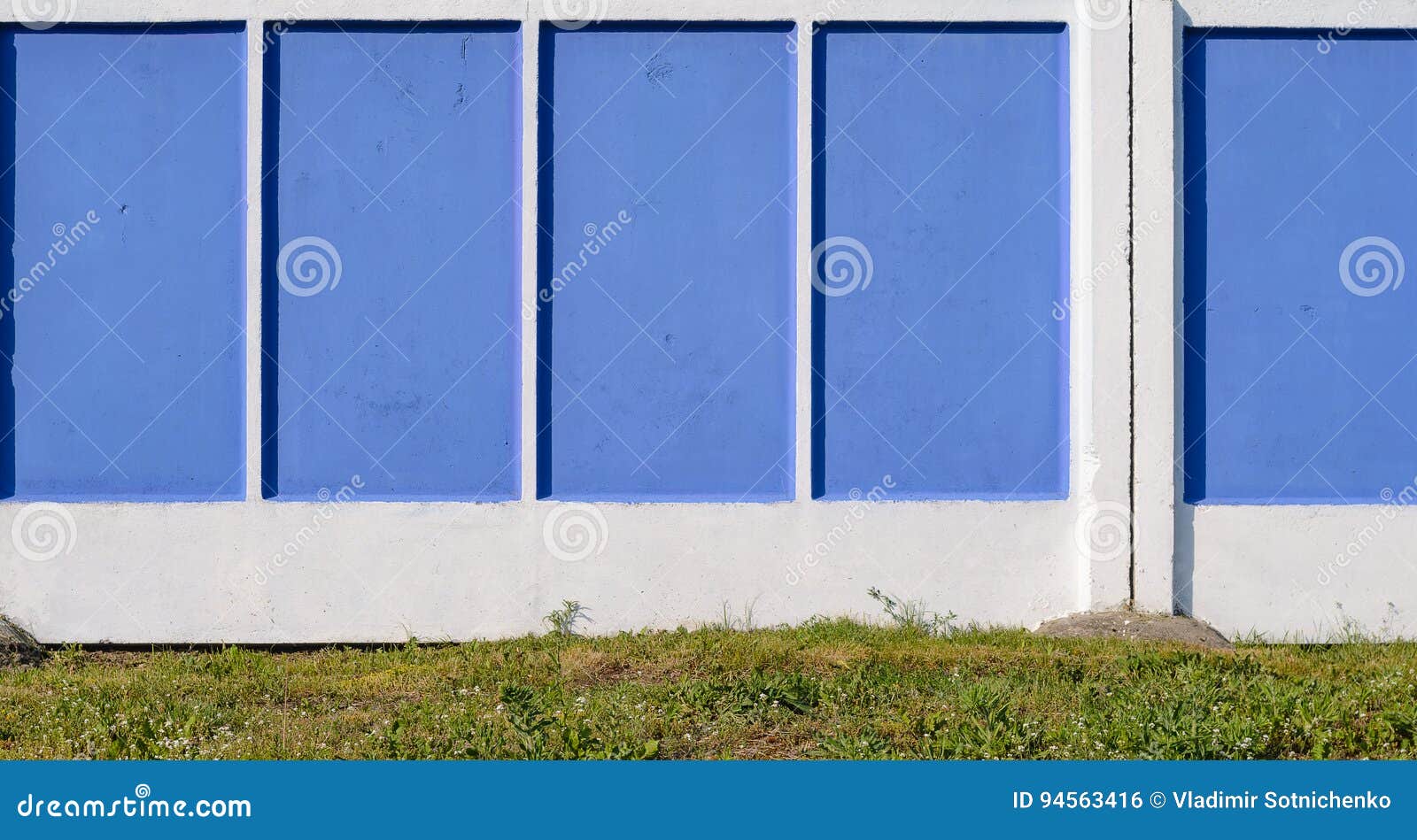 Blue and White Concrete Fence Stock Photo - Image of background ...