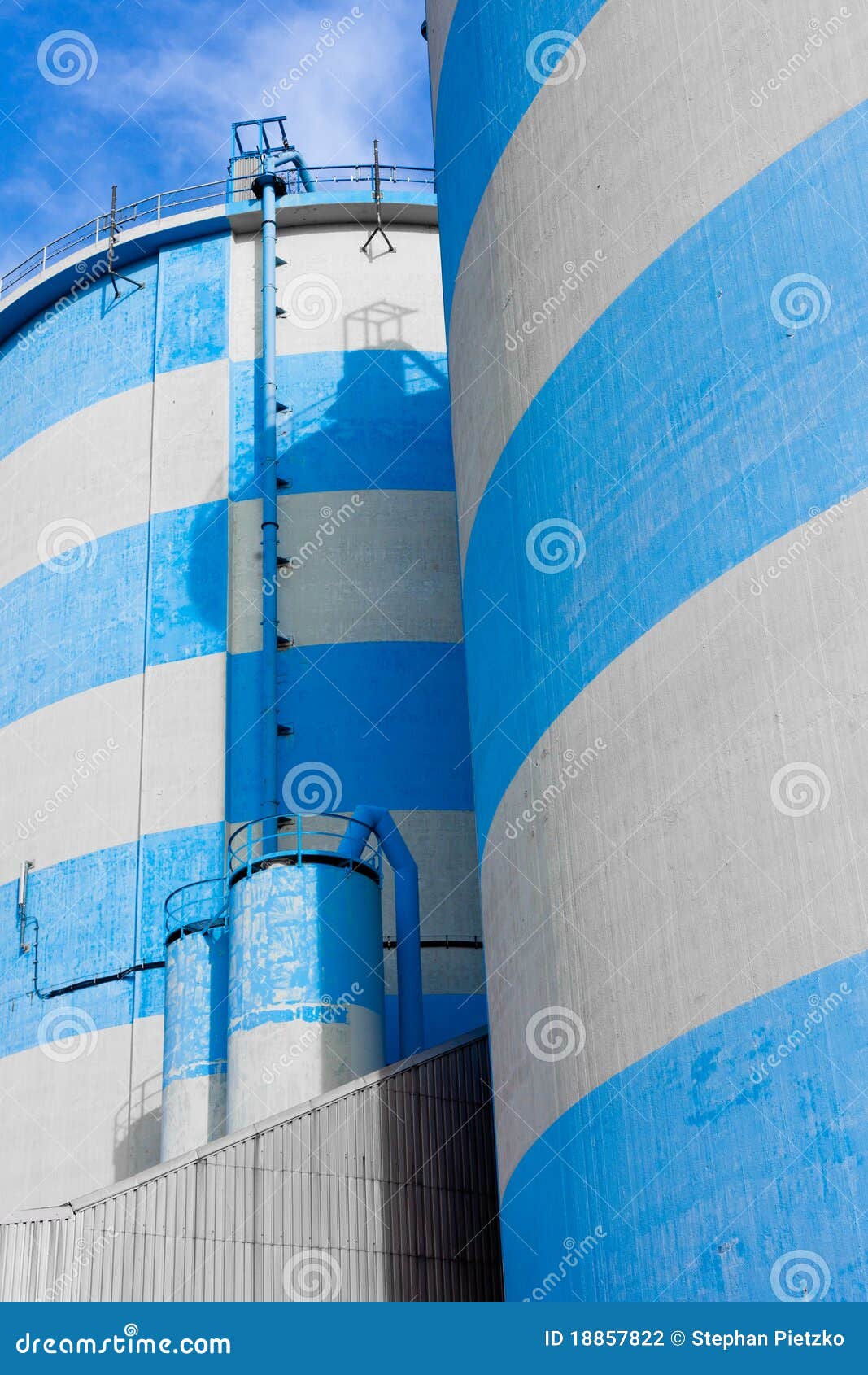 Blue-White Concrete Silos stock photo. Image of compartment - 18857822