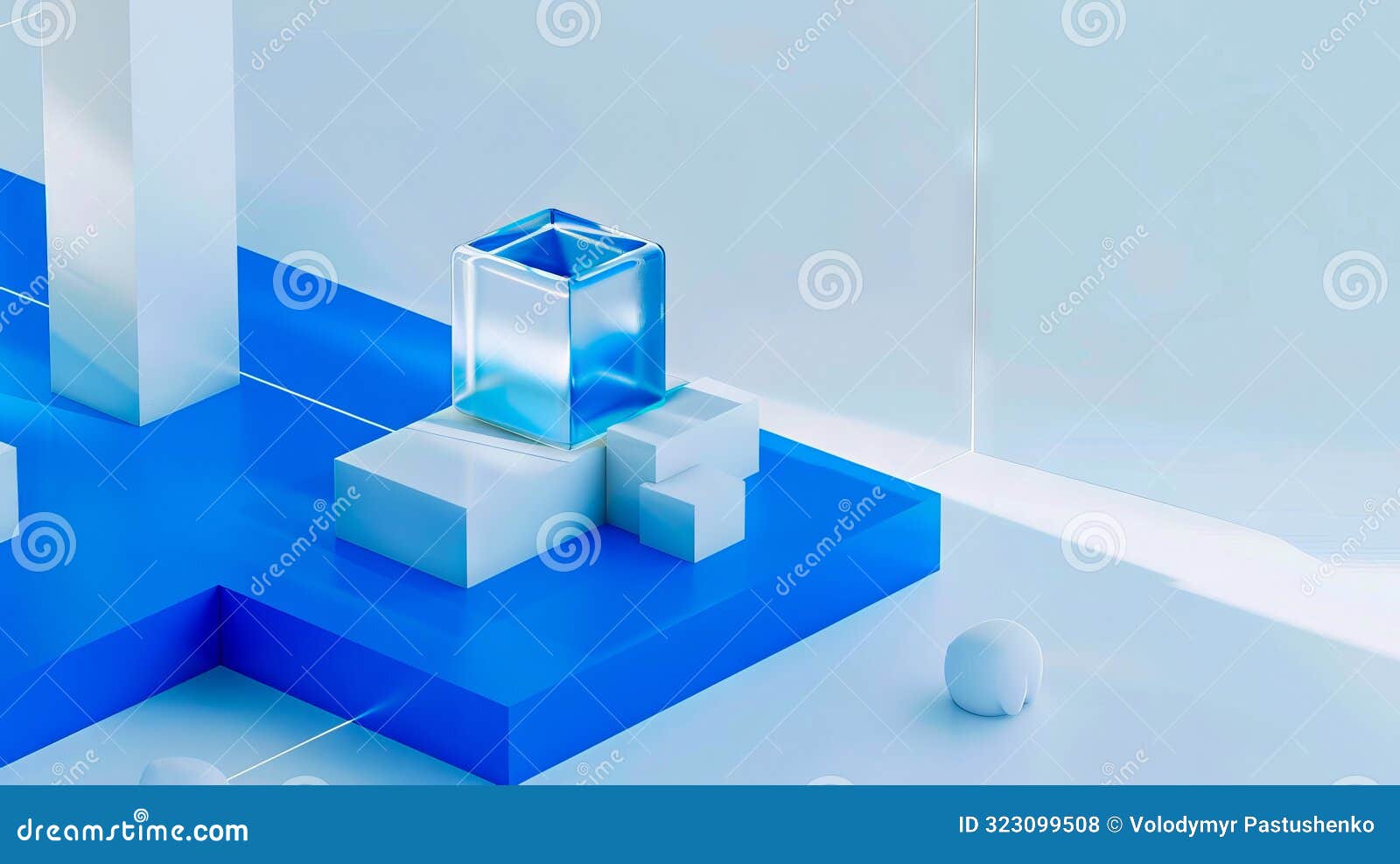 A Blue and White Cube with a White Background Stock Photo - Image of ...