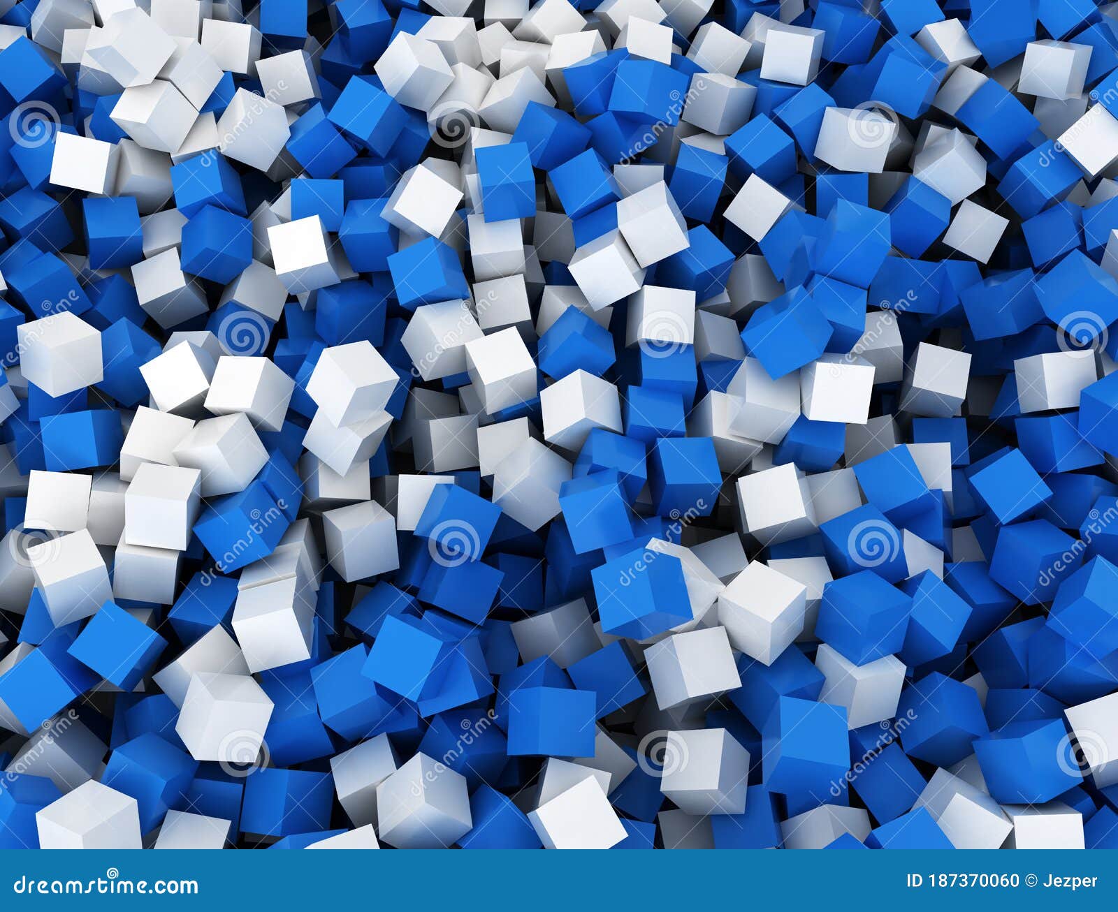 Blue and White Cubes Background. 3D Rendering Stock Illustration ...