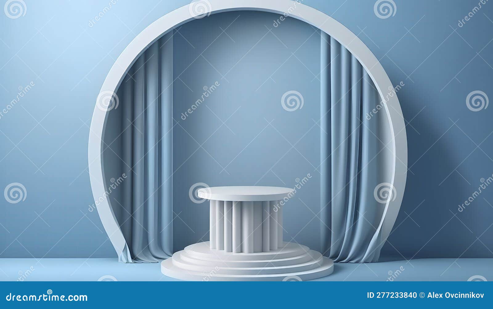 Blue and White 3D Pedestal Podium for Art Display. Stock Illustration ...