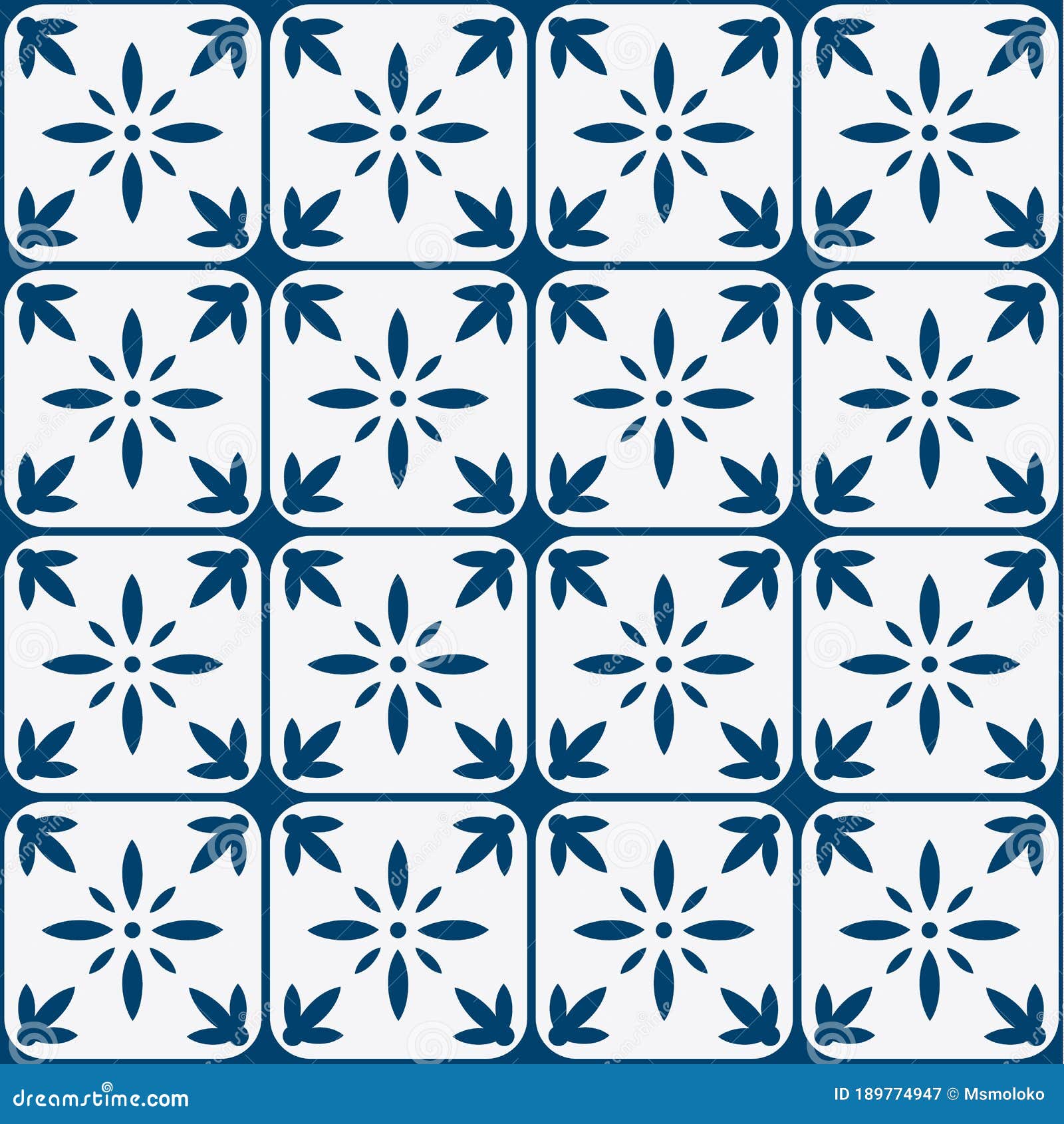 Blue and White Delft Pattern Stock Illustration - Illustration of ...