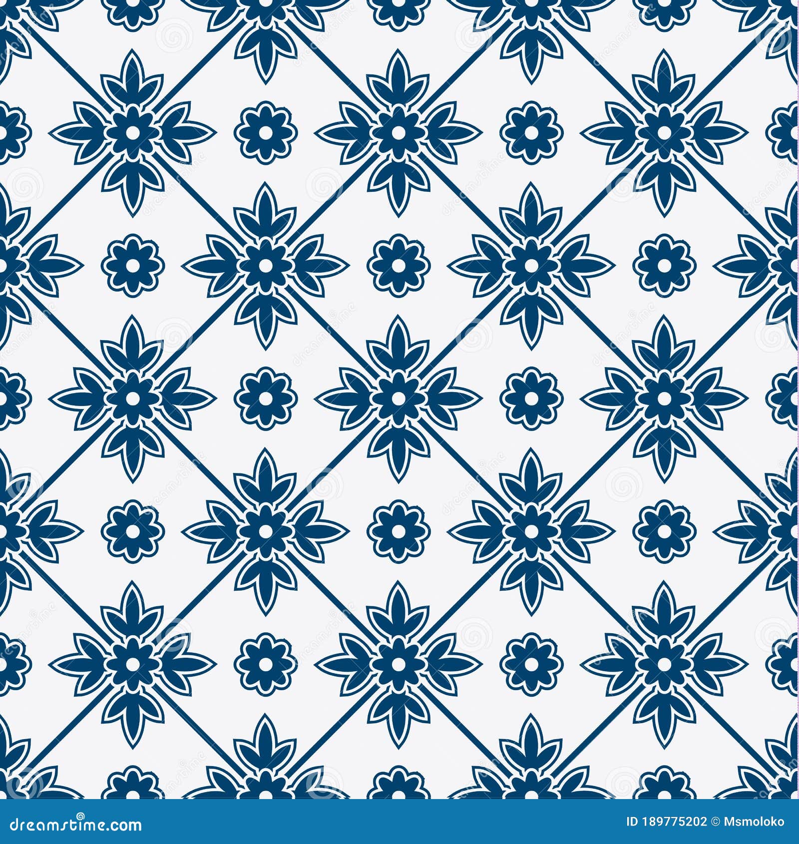 Blue and White Delft Pattern Stock Illustration - Illustration of ...