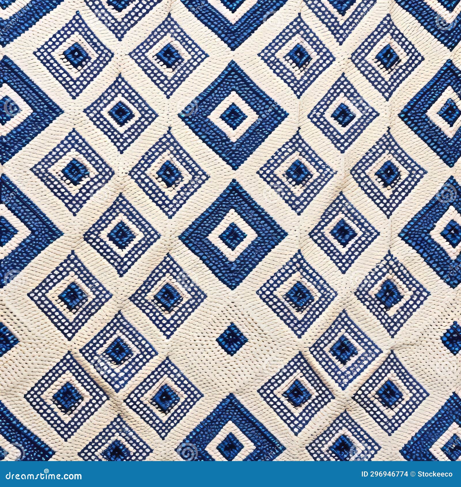 Blue and White Diamond Patterned Blanket: Conceptual Embroidery Style ...