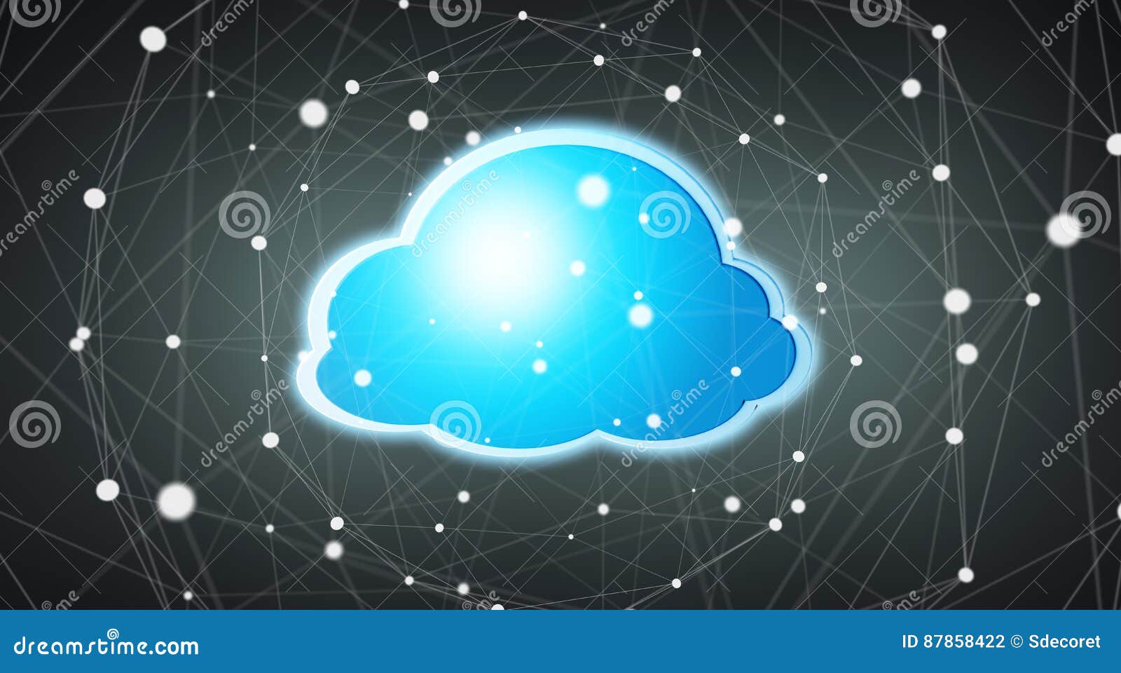 Blue and White Digital Cloud 3D Rendering Stock Illustration ...