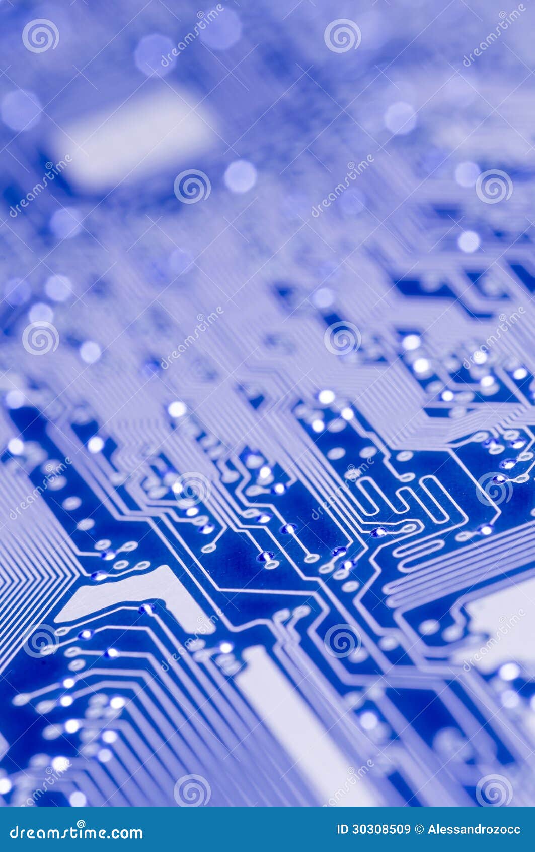 Blue and White Electronic Board Stock Image - Image of macro, conductor ...