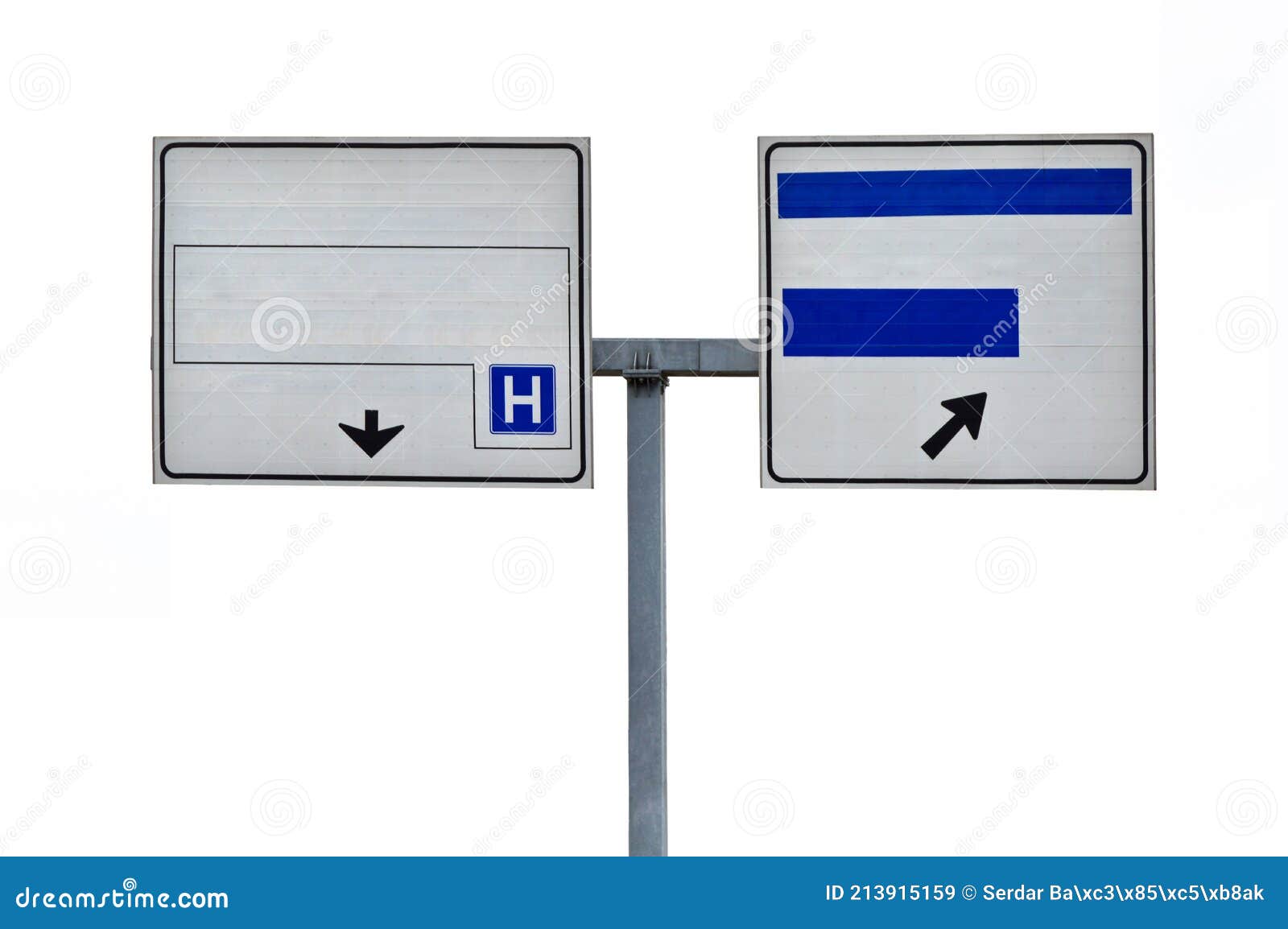 Blue and White Empty Traffic Sign, Isolated on White Background Stock ...