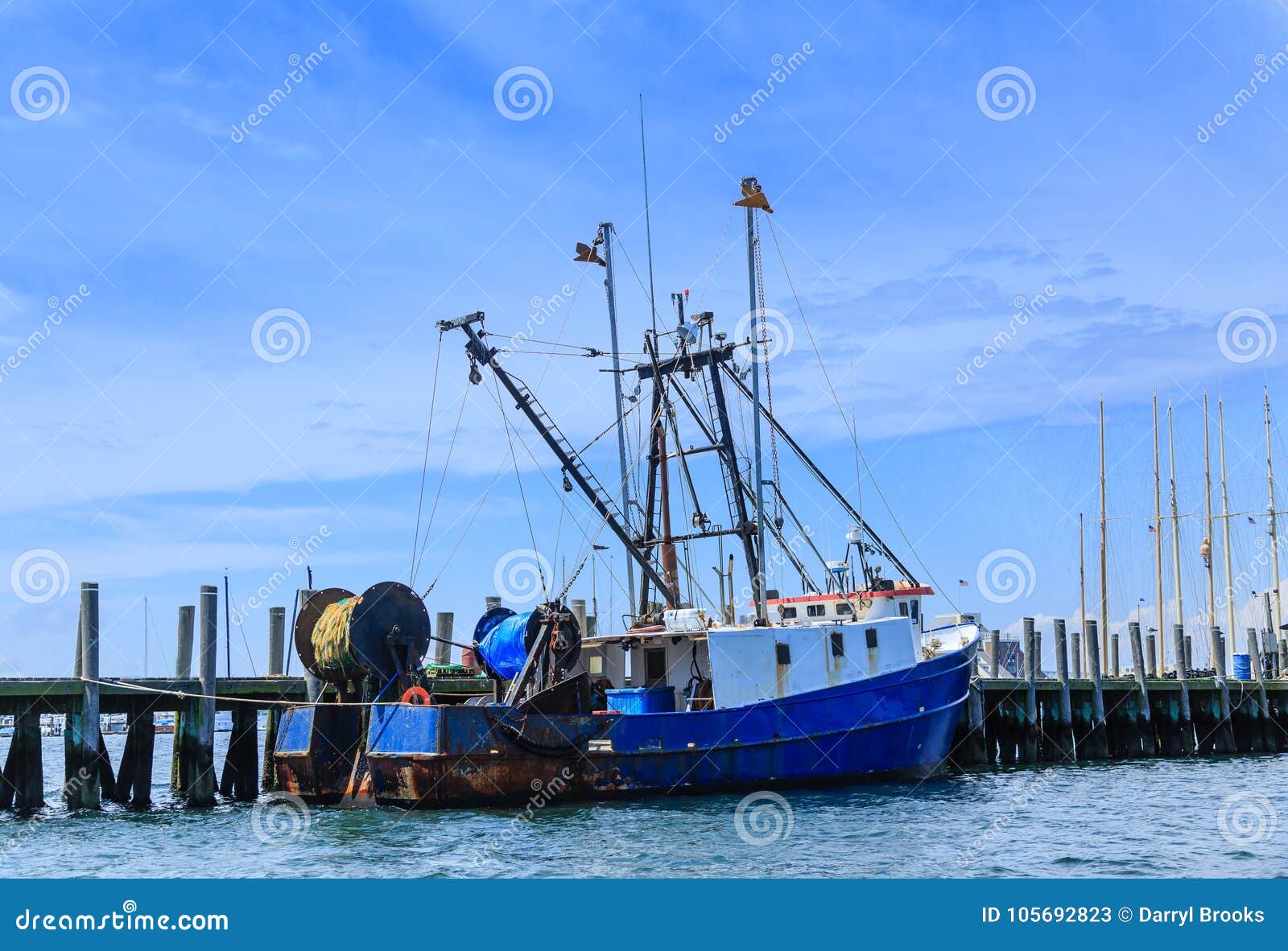 Blue and White Fishing Trawler Stock Image - Image of harbour, yachts ...