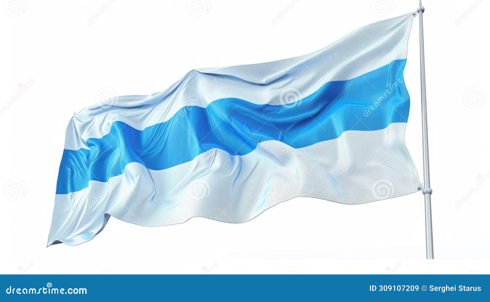 A Blue and White Flag Waving in the Wind on a Pole, AI Stock ...