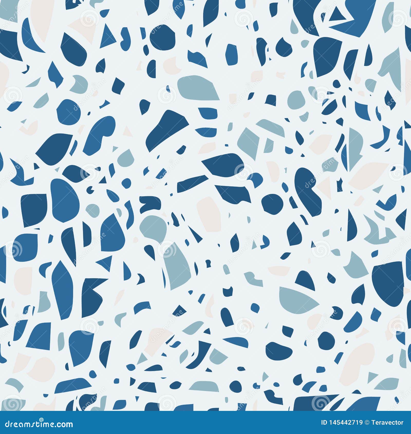 Blue White Flat Terrazzo Floor Seamless Pattern Stock Vector ...