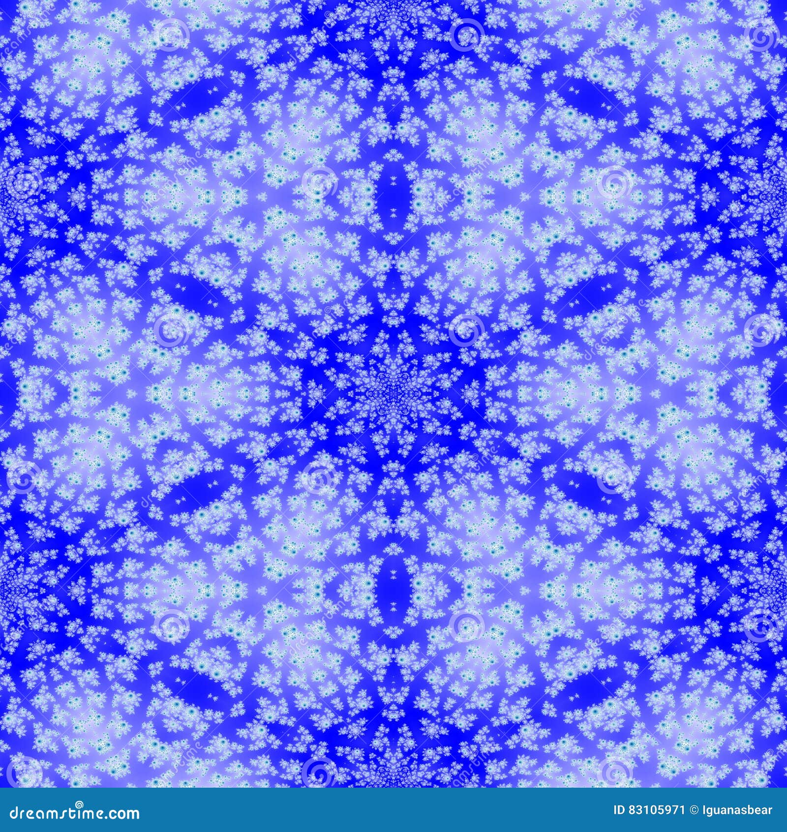 Blue White Floral Snowflake Fractal Seamless Pattern Stock Illustration ...