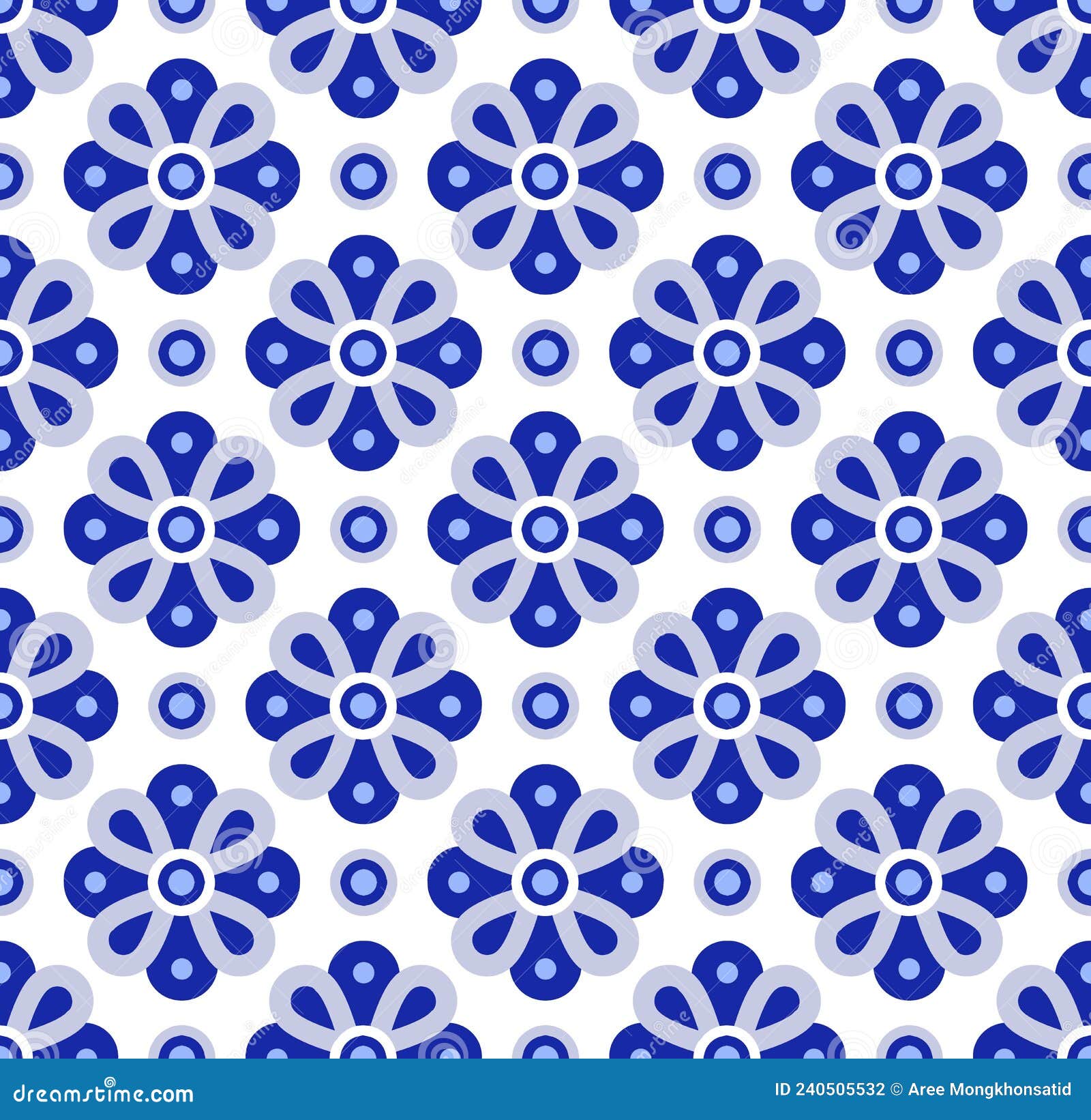 Abstract Flower Blue Pattern, Tile Vector Stock Vector - Illustration ...