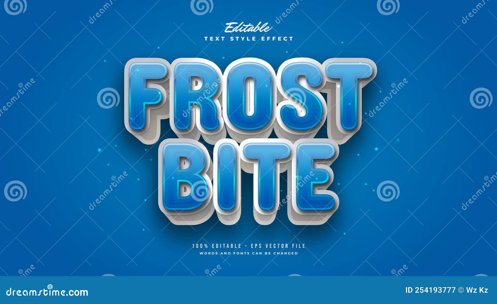 Blue and White Frostbite Text Style with 3D Effect Stock Vector ...