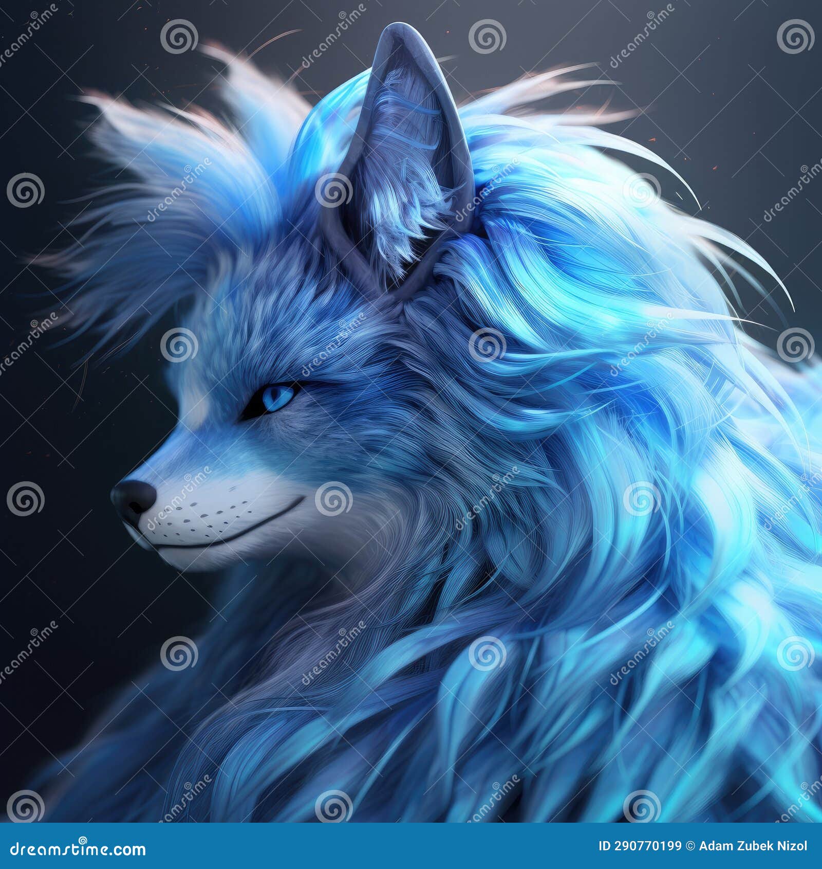 A Blue and White Furry Animal Stock Illustration - Illustration of ...
