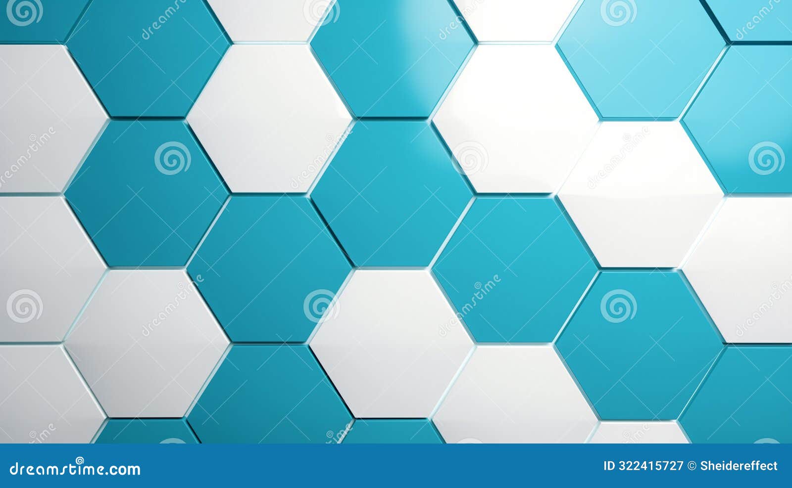 Blue and White Geometric Hexagon Pattern, Modern Honeycomb Design, Wide ...