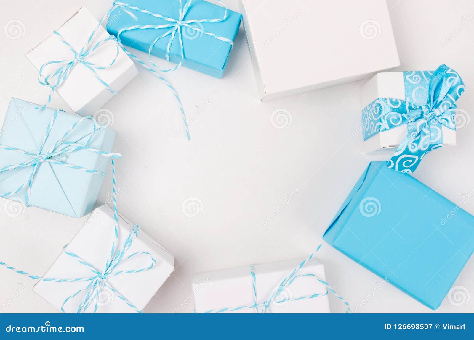 Blue and White Gift Boxes with Ribbon Stock Image - Image of fathers ...
