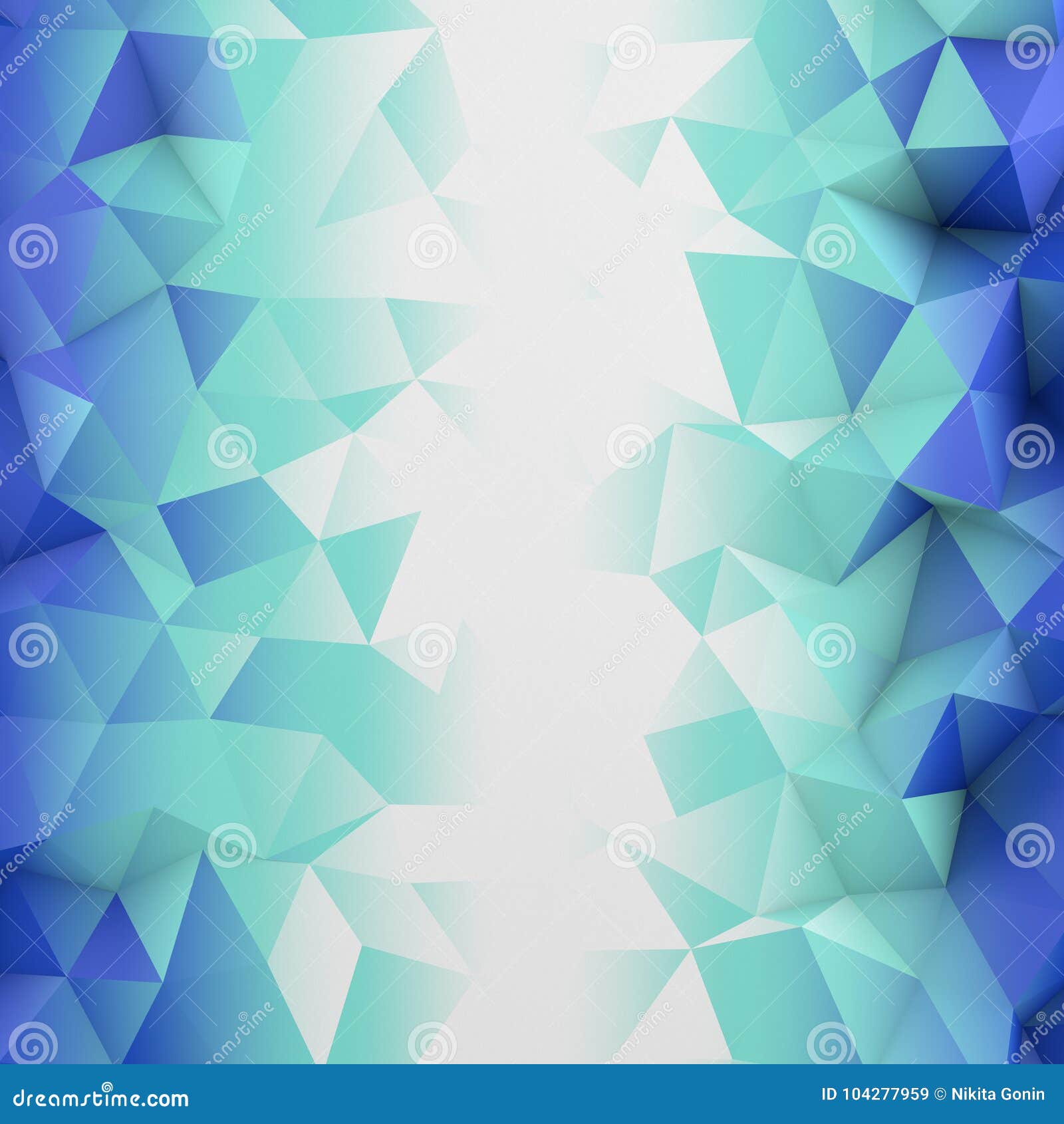 Blue White Gradient Low Poly Geometric Surface Abstract 3D Rendering ...