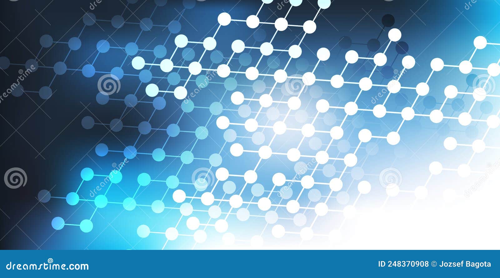 Blue and White Grid Pattern, 3D Network Mesh on Abstract Blurred ...