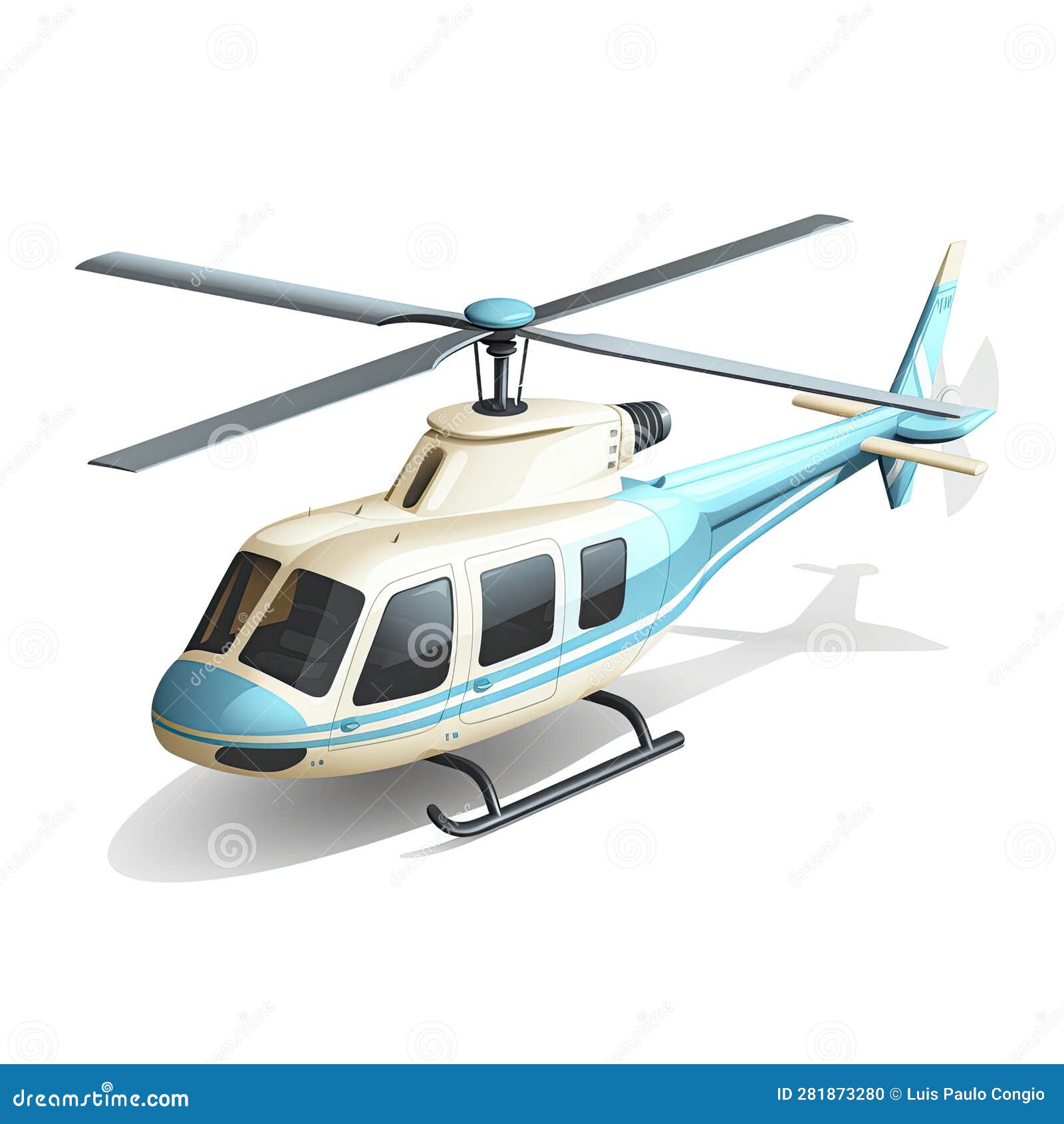 A Blue and White Helicopter on a White Background Stock Photo - Image ...