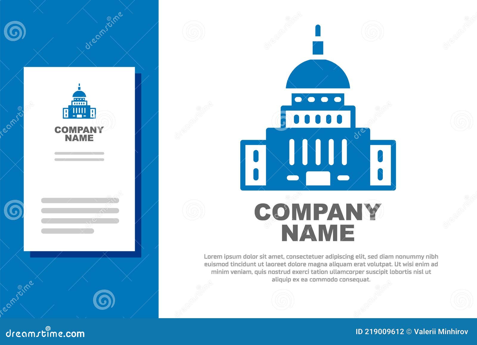 Blue White House Icon Isolated on White Background. Washington DC. Logo ...